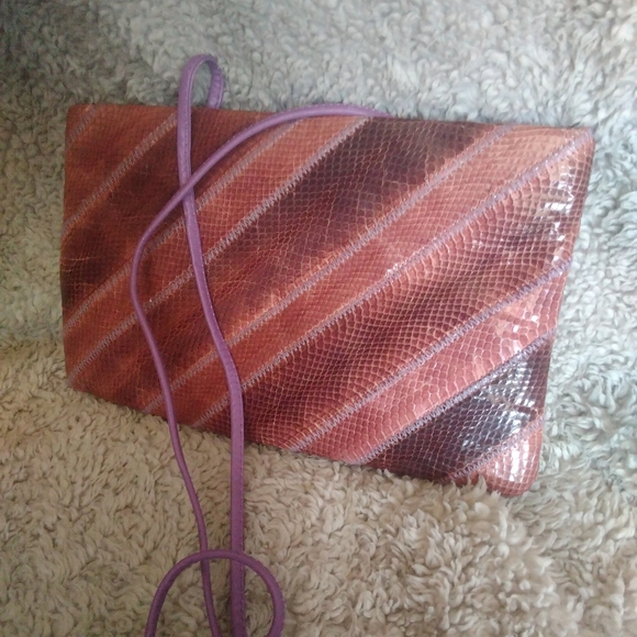 ronay | Bags | Ronay Vintage Snakeskin Bag Purse Pink And Mauve ...